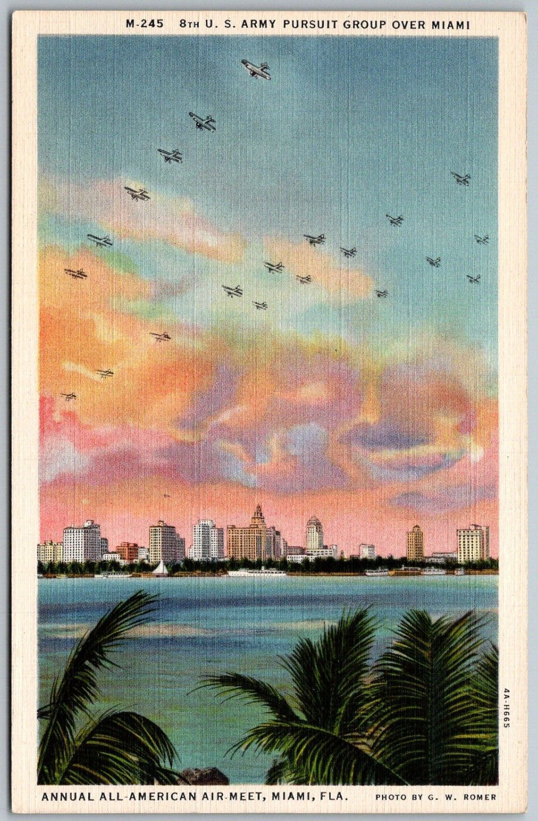 Miami Florida 1940s WWII Postcard 8th US Army Pursuit Group Air Meet ...