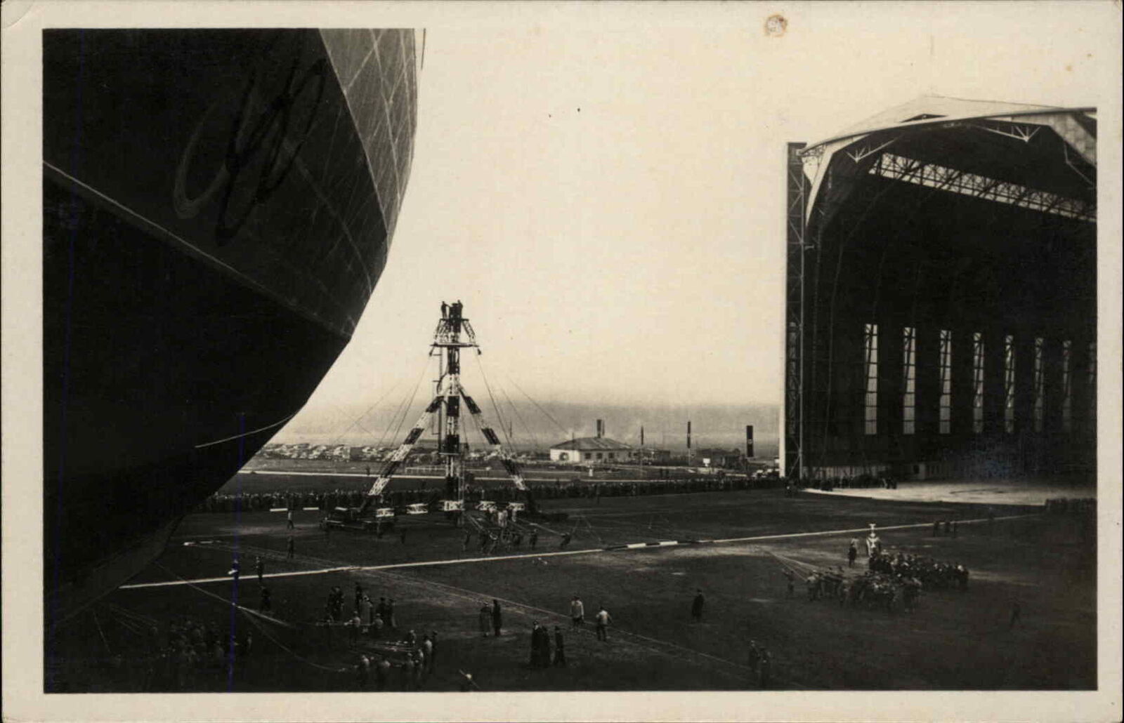 Dirigible Blimp Hindenburg Frankfurt Germany Hangar Real Photo Postcard ...
