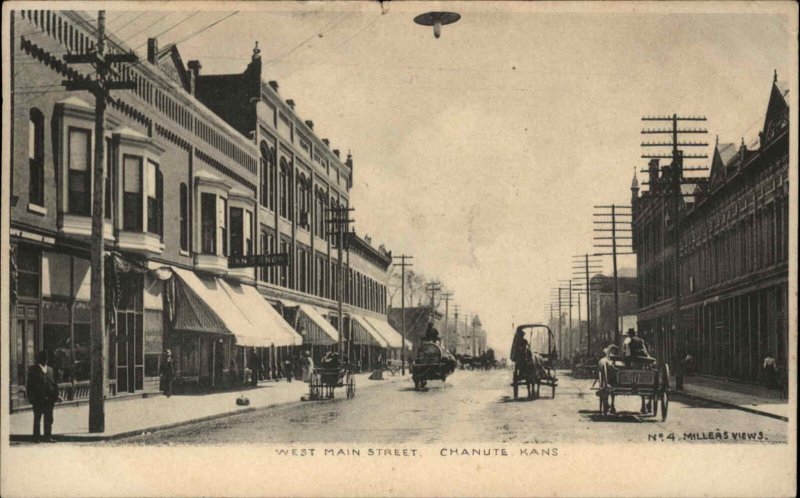 Chanute Kansas KS West Main St. c1905 Postcard | United States - Kansas ...