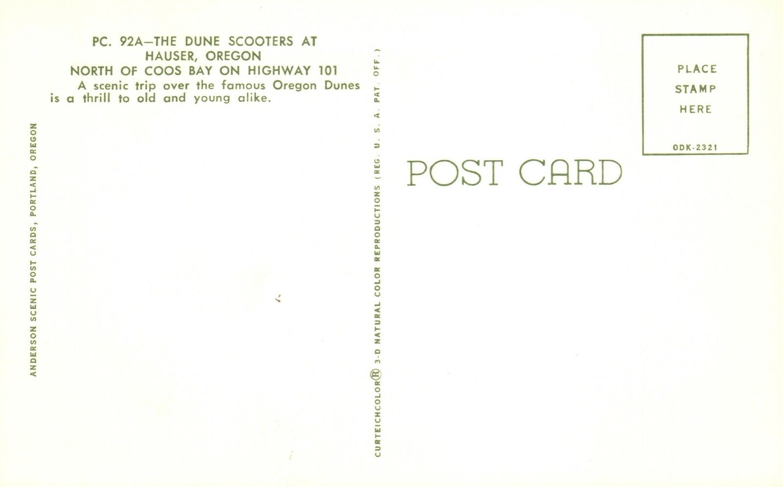 Vintage Postcard 1920's The Dune Scooters North Of Coast Bay Hauser ...