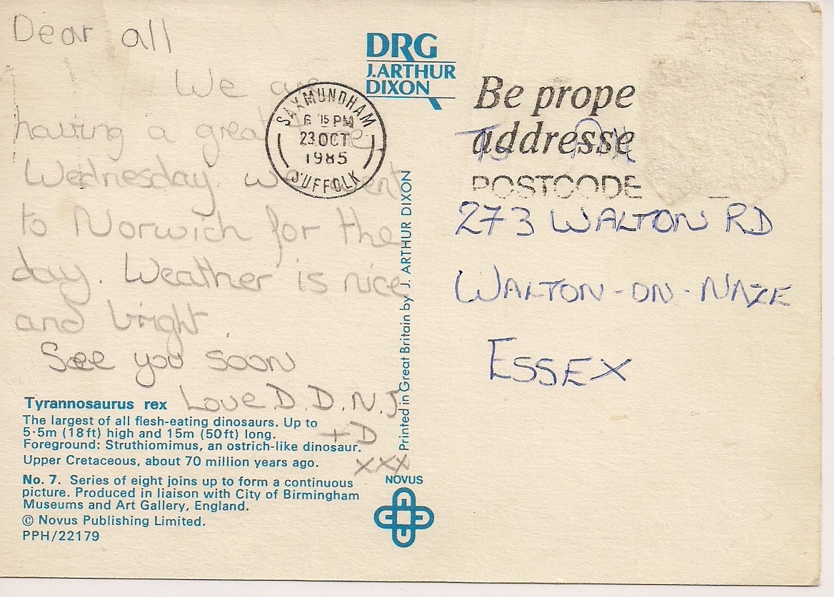 DINOSAUR, Tyrannosaurus Rex, Prehistoric Animal, 1985 CONTINENTAL ...