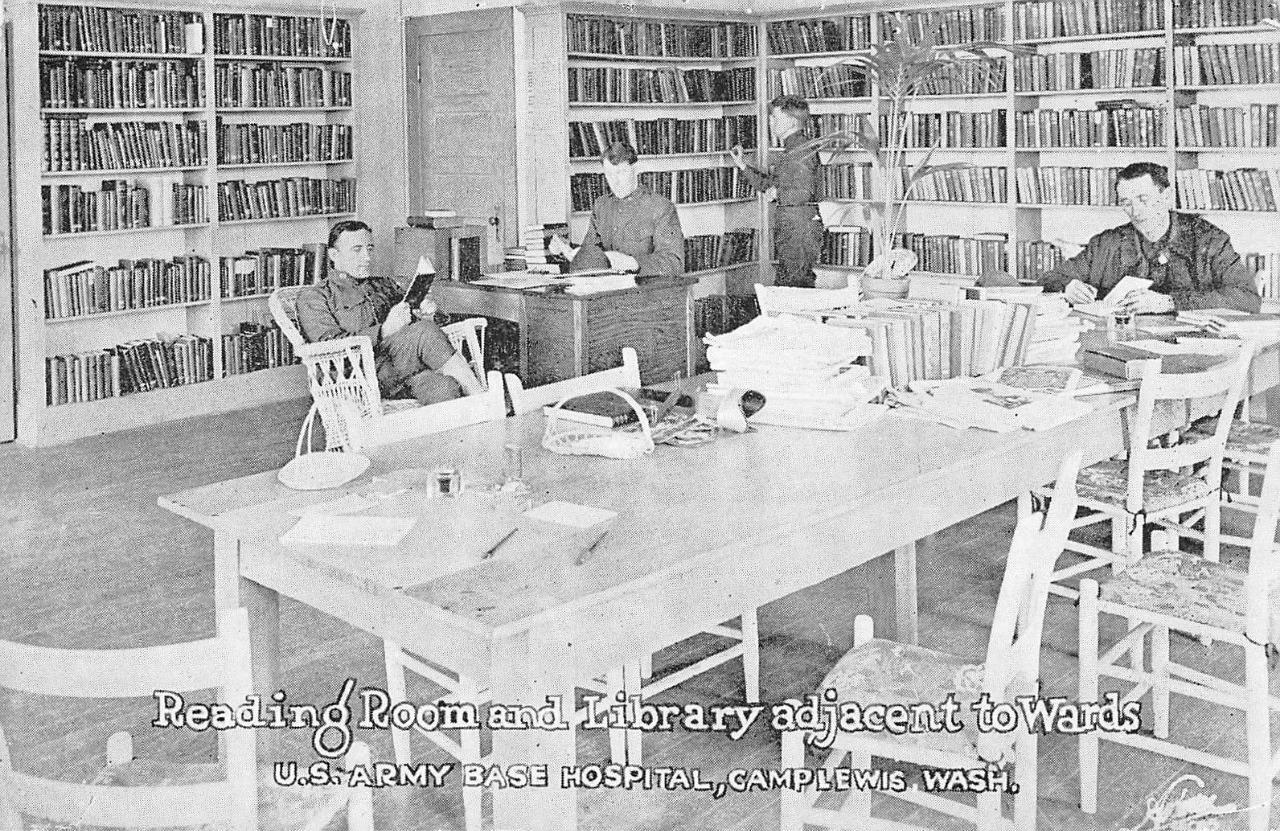 Library CAMP LEWIS, WA Army Base Hospital Military 1900s Antique ...