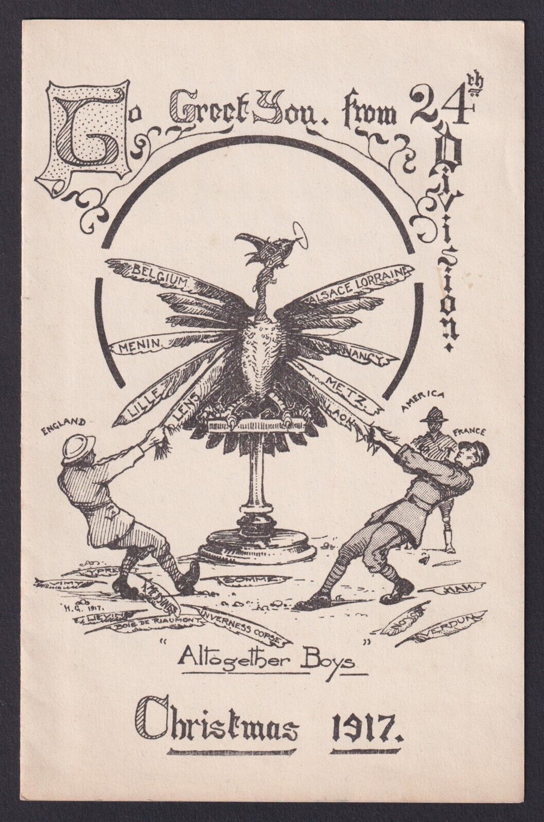 GREAT BRITAIN 1917, Christmas Card from British Army 24th Division ...