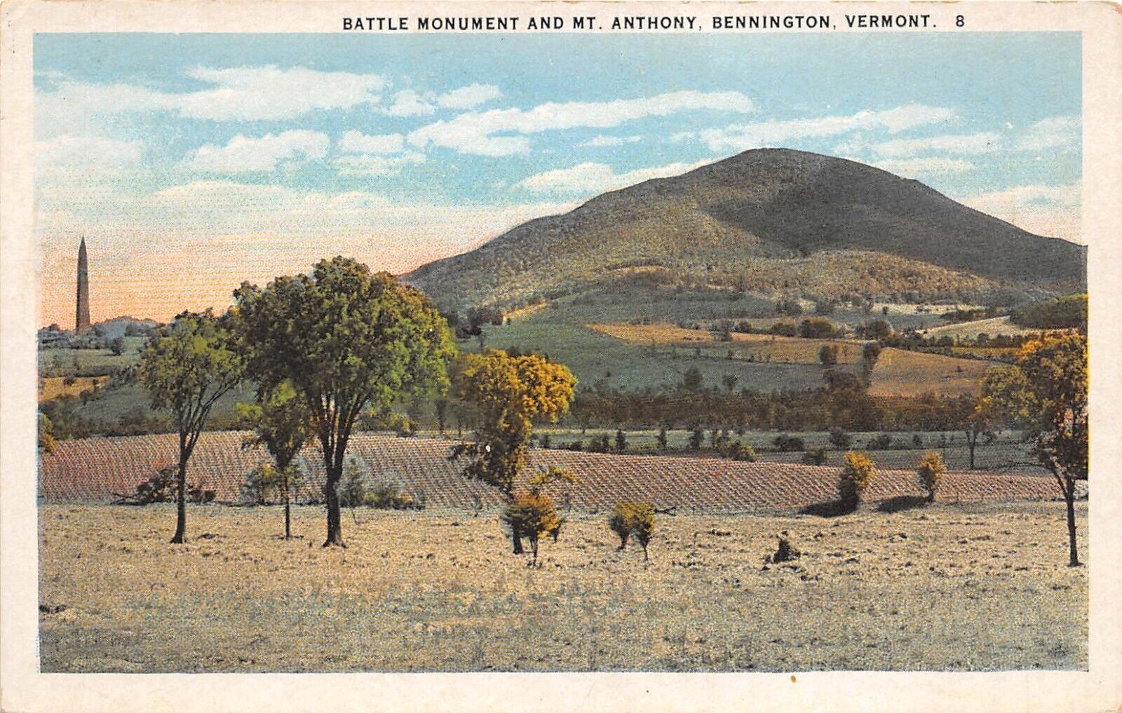 Bennington Vermont 1920s Postcard Battle Monument and Mt. Anthony ...