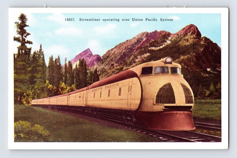 Postcard Union Pacific Railroad Train Streamliner City Los Angeles ...