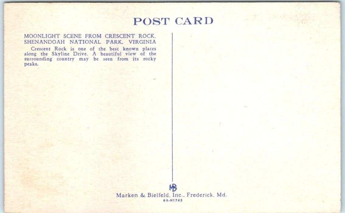 Moonlight Scene From Crescent Rock, Shenandoah National Park - Virginia ...