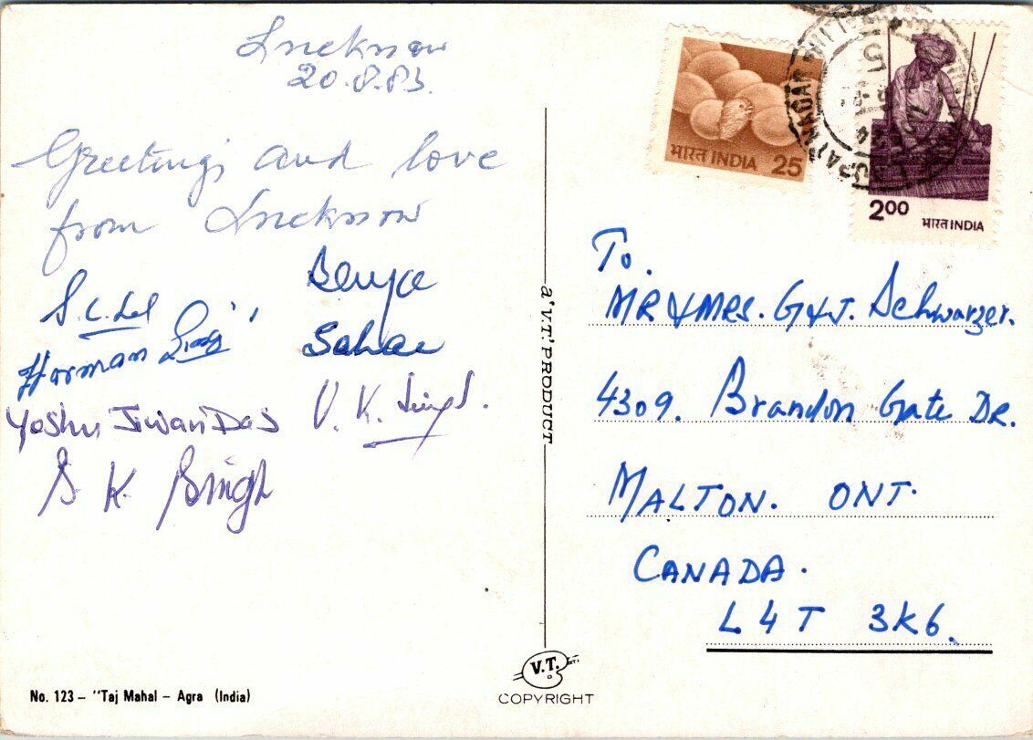 Vintage Continental Size Postcard TAJ Mahal Complex in Agra India ...