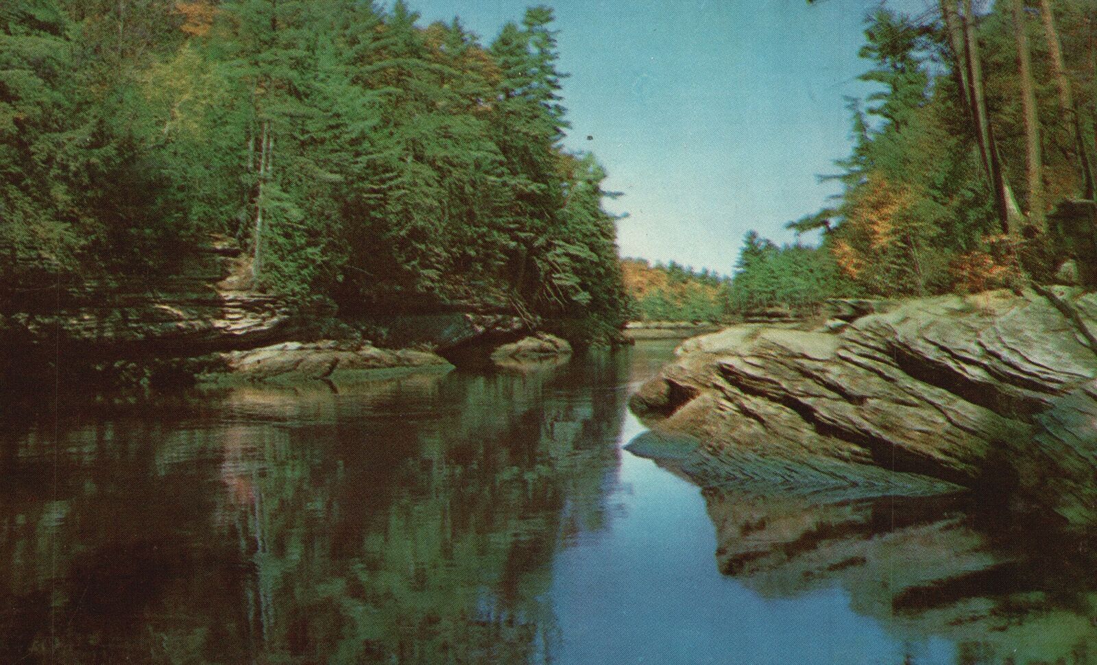 Vintage Postcard The Narrows Wisconsin Dells Forest Trees Rocky Banks ...