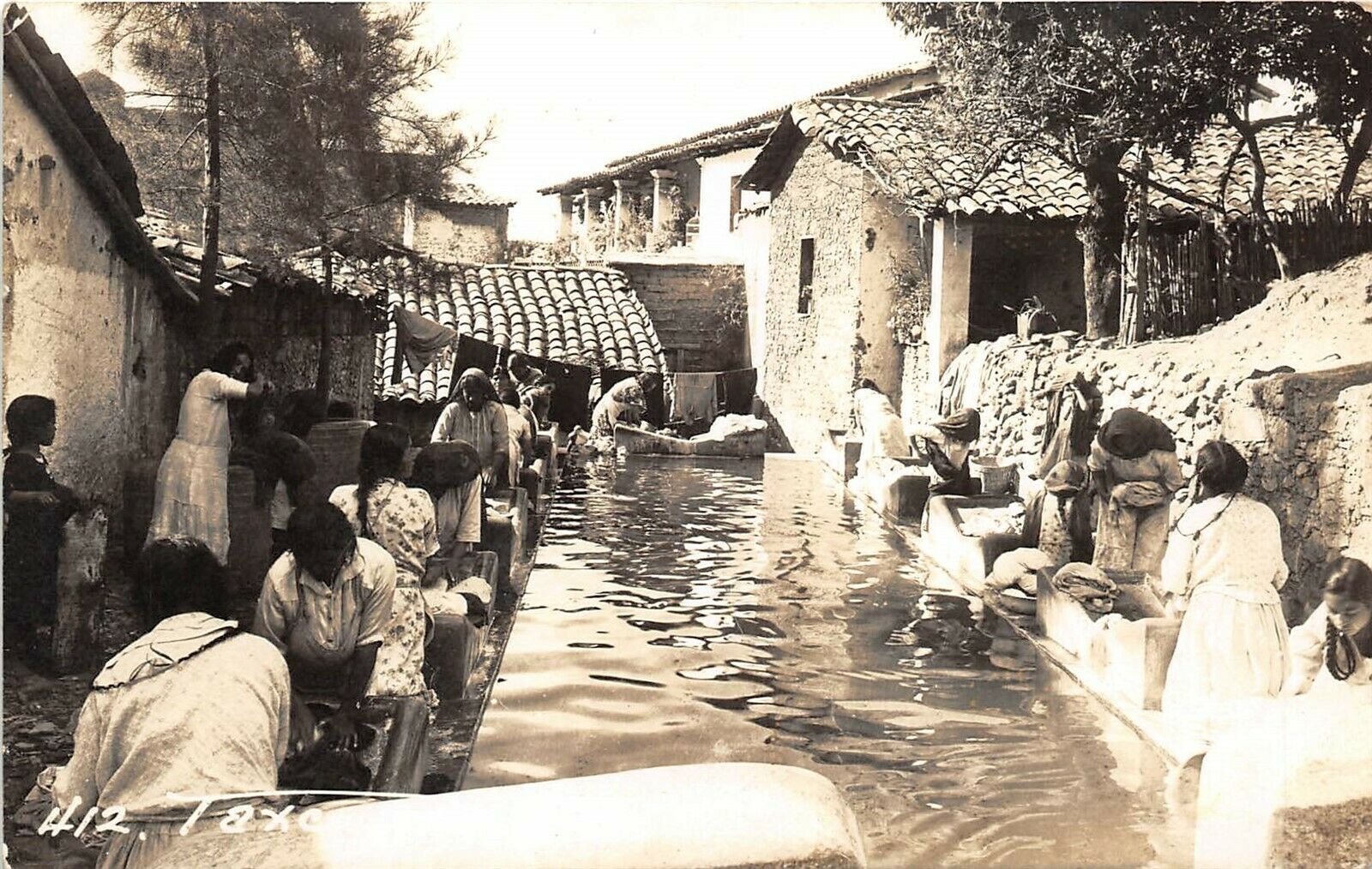 Taxco Mexico 1940s RPPC Real Photo Postcard Women Washing Clothes ...