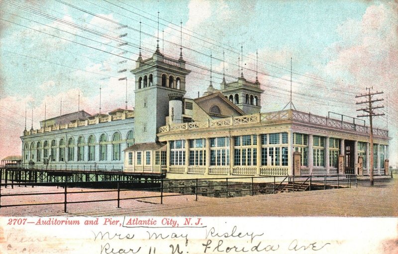 Vintage Postcard 1907 Auditorium And Pier Historical Landmark Atlantic ...