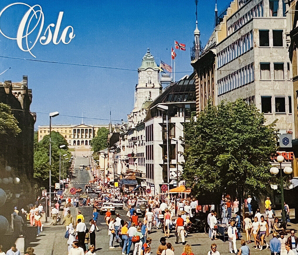 Oslo Karl Johan gate Royal Palace Norway Slottet Tourist Vintage ...
