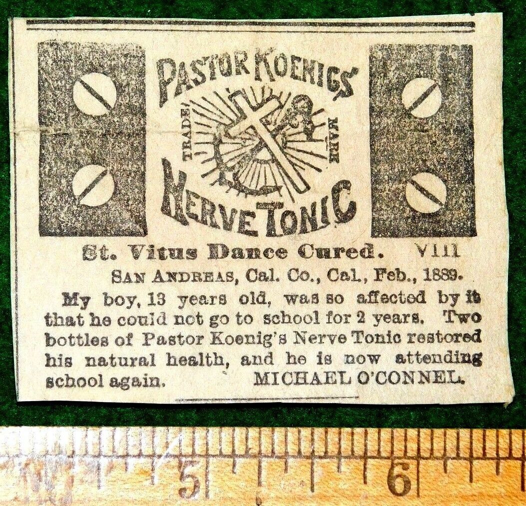 1880s Pastor Koenig's Nerve Tonic San Andreas, CA Engraved Victorian ...