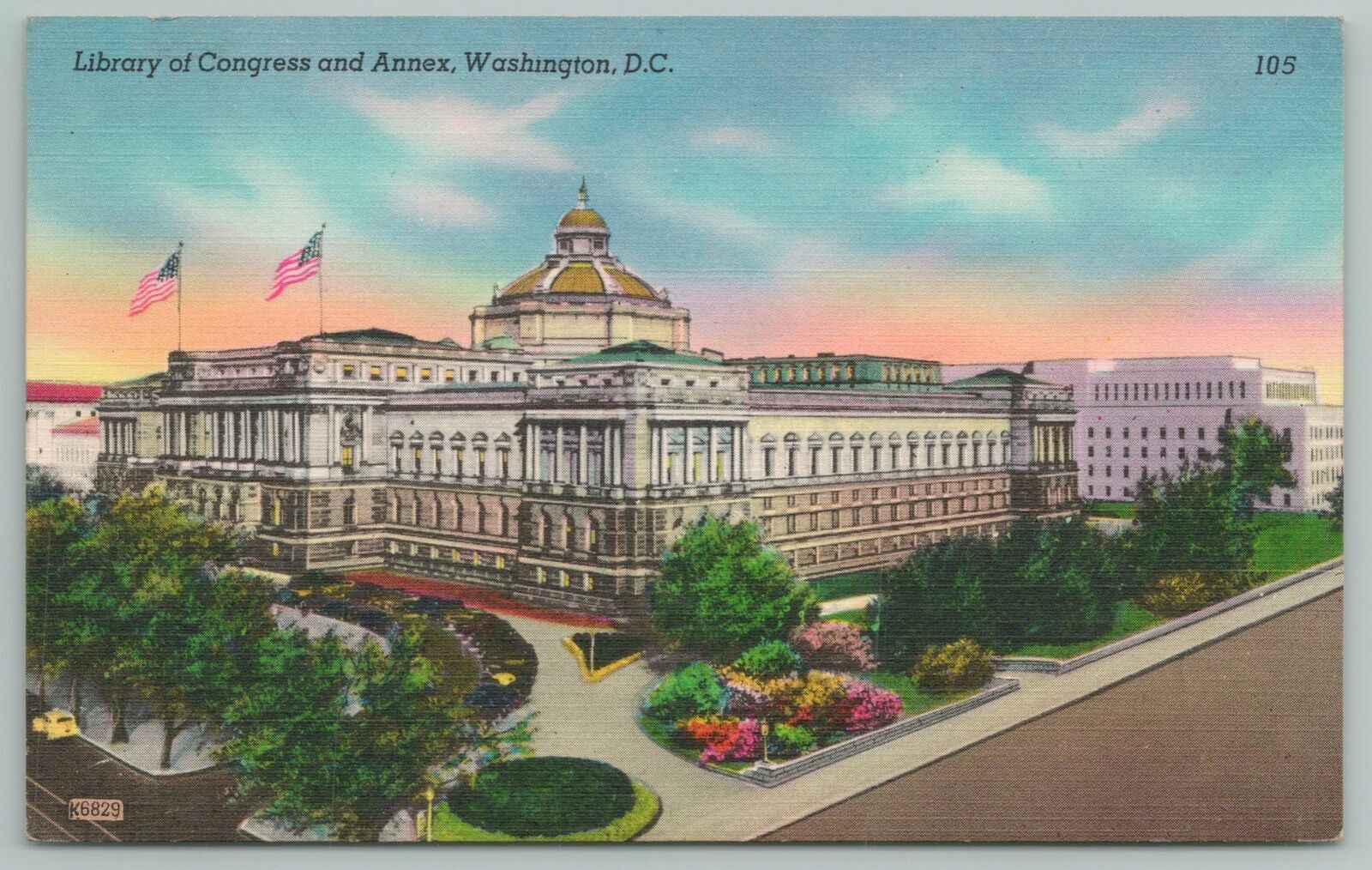 Washington DC~Library of Congress & Annex~1940s Linen Postcard | United ...