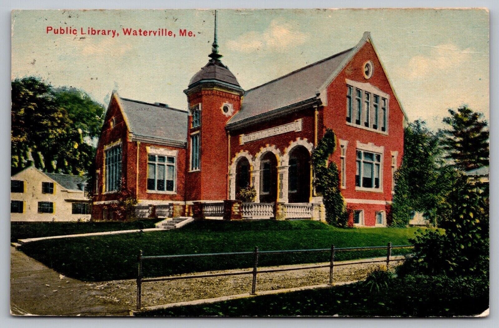 Public Library Waterville Maine ME Street View Tower Main Entrance VNG ...
