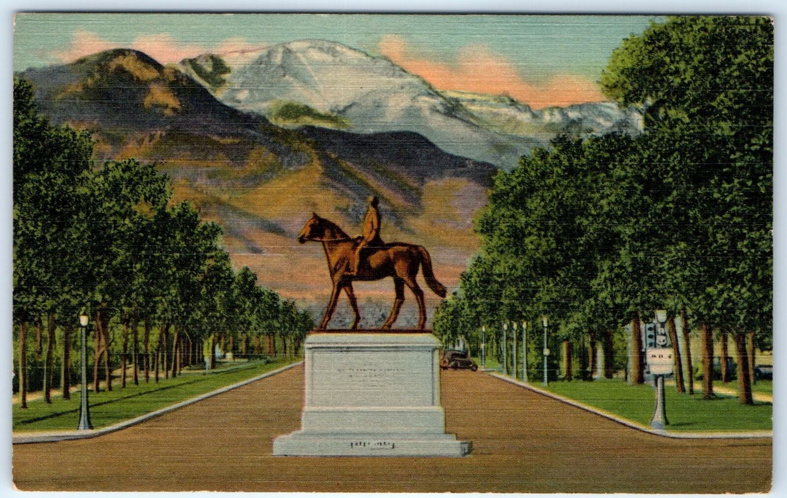 1937 Colorado Springs CO Founder Monument Wm J Palmer Pikes Peak Linen ...