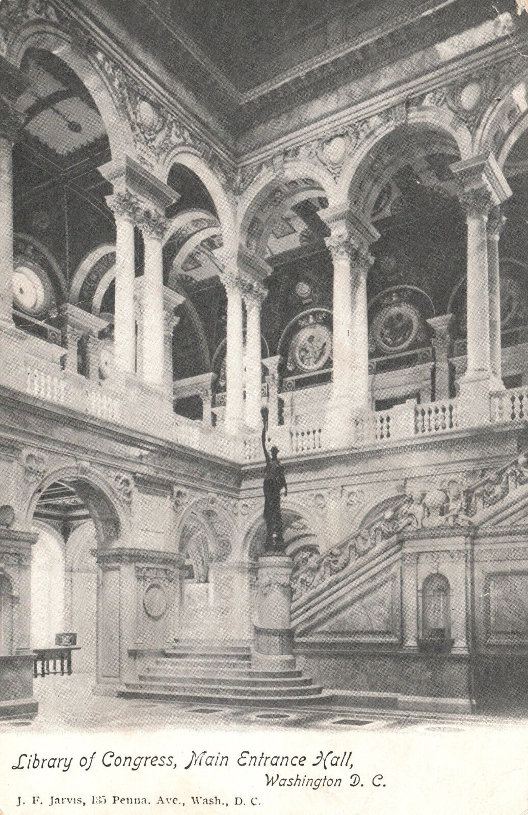 Vintage Postcard Library Of Congress Main Entrance Hall Building ...