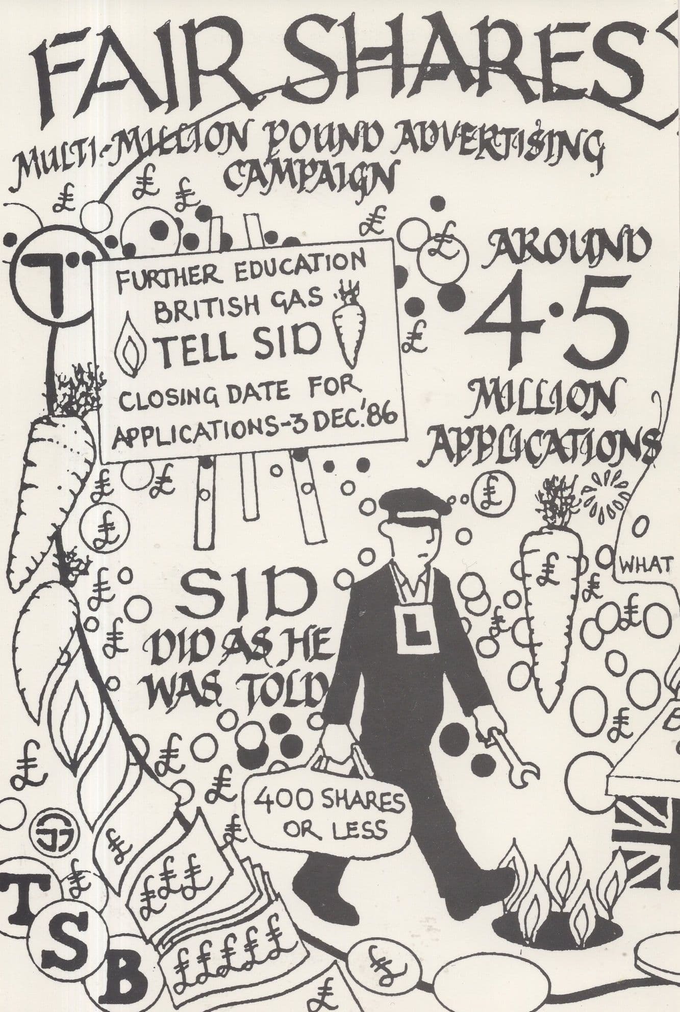 British Gas Shares Learner Driver Plate TSB Bank 1980s Comic Postcard ...