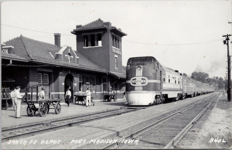 Sante Fe Depot Fort Madison IA Iowa Train Unused LL Cook RPPC Postcard ...