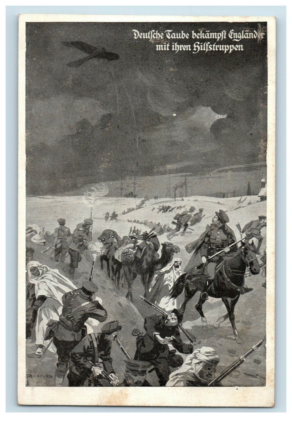 1914-18 WWI German Military Might War Planes Over British Sahara Middle ...