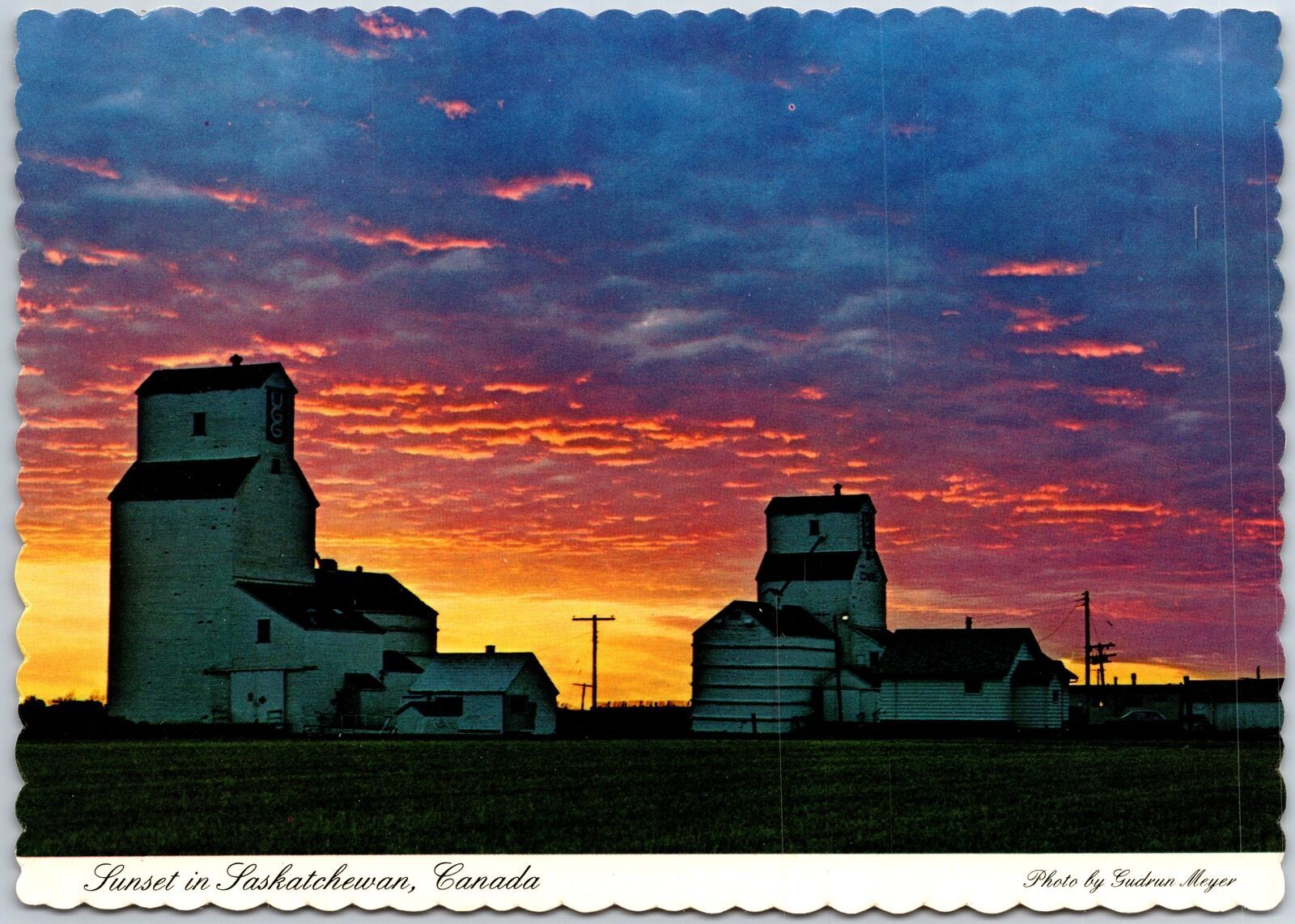 Vintage Continental Sized Postcard Sunset Scene in Saskatchewan Canada ...