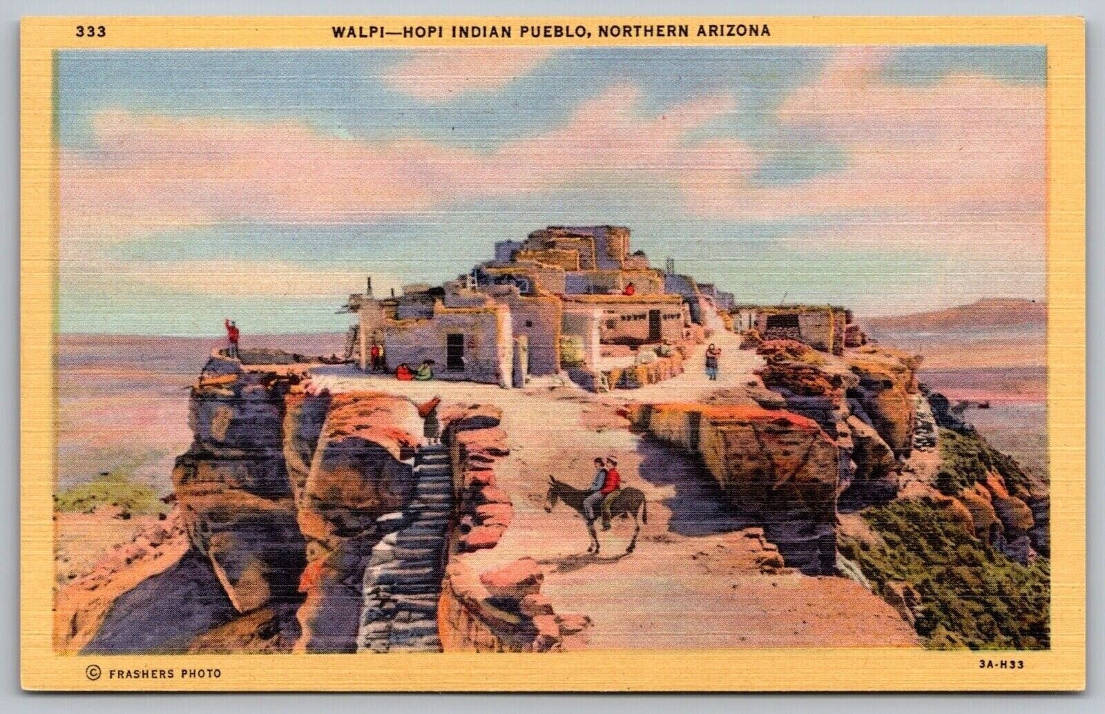 Arizona Walpi Hopi Native American Pueblo Desert Landmark Linen ...