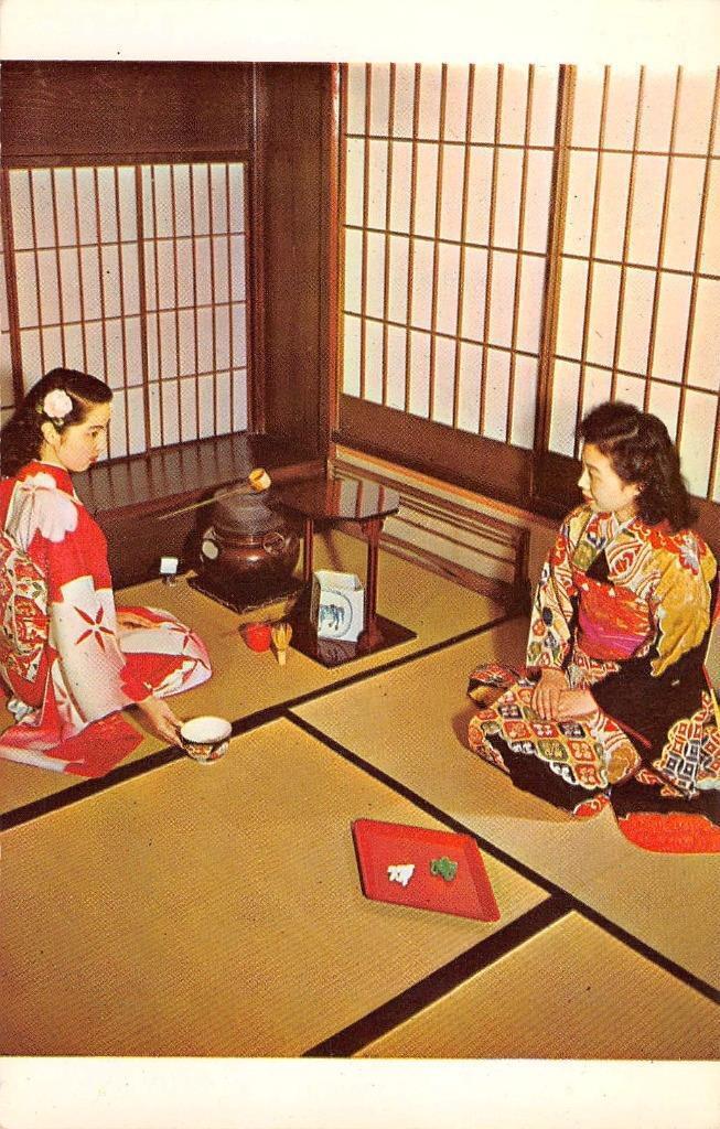 ANCIENT TEA CEREMONY Japanese Girls GEISHAS c1950s Chrome Vintage ...