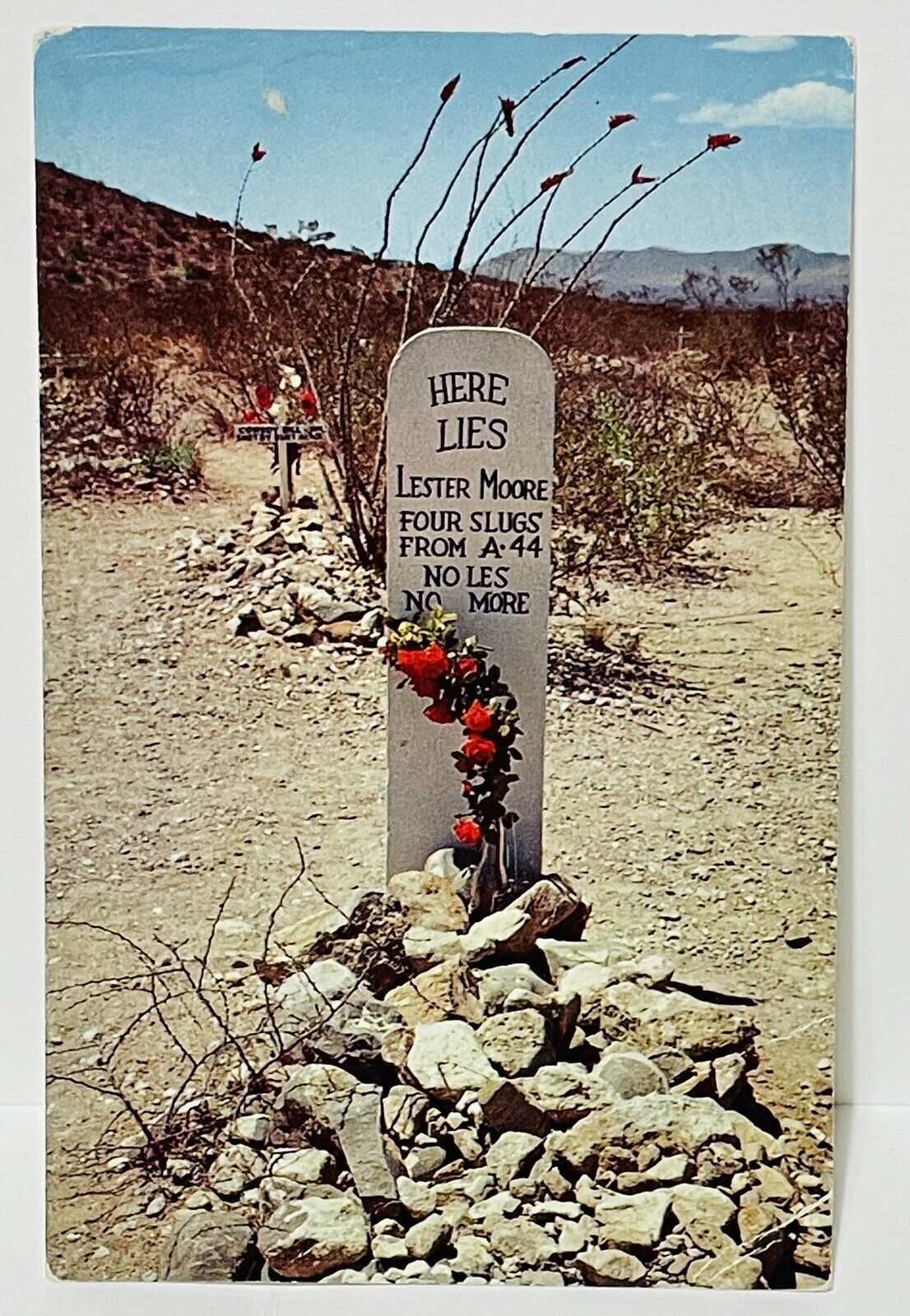 Vintage Postcard Bob Petley Photo Humor Wells Fargo Lester Moore Grave ...