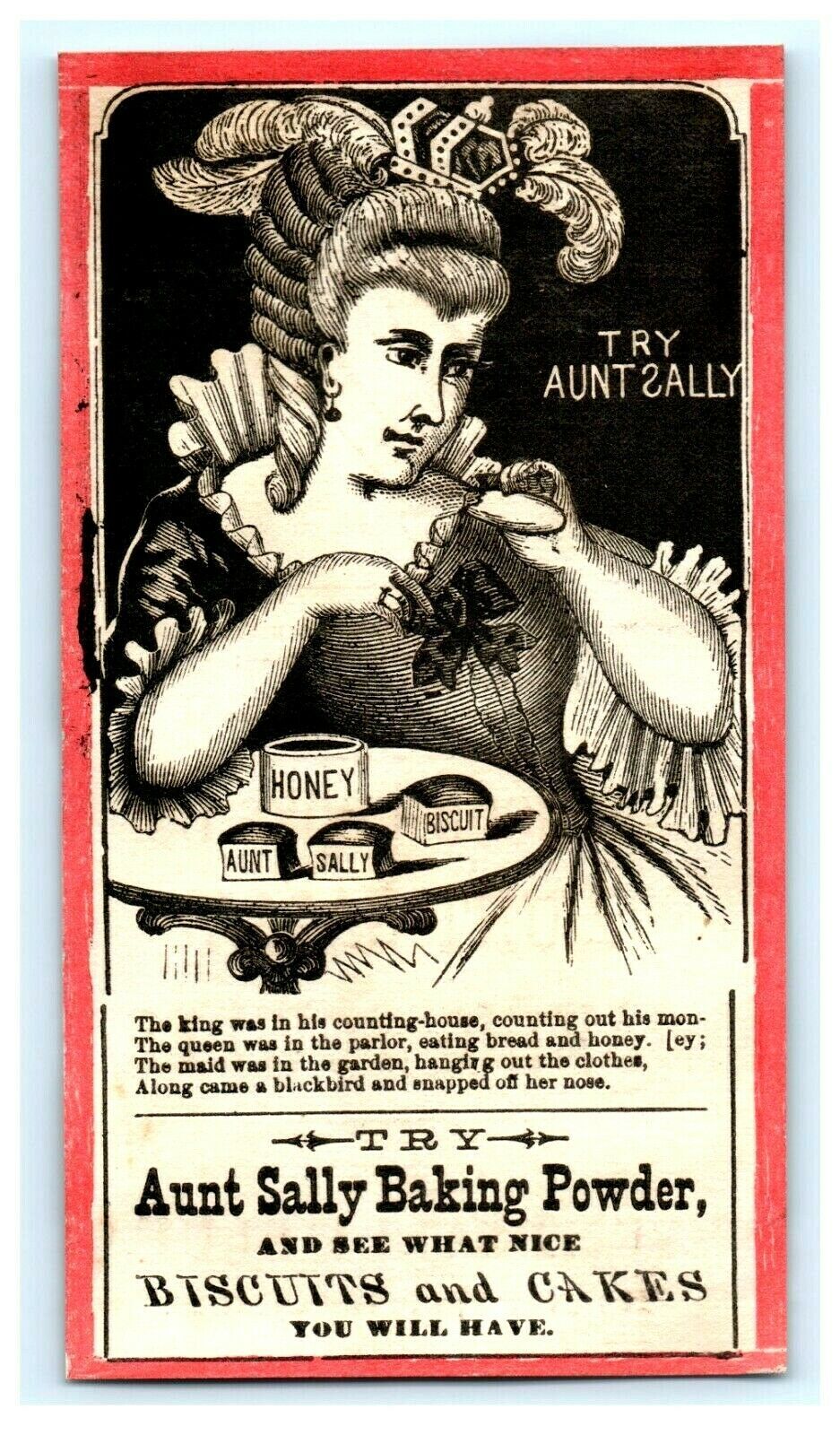 1870's Aunt Sally Baking Powder Nursery Rhyme Queen & Maid P167 ...