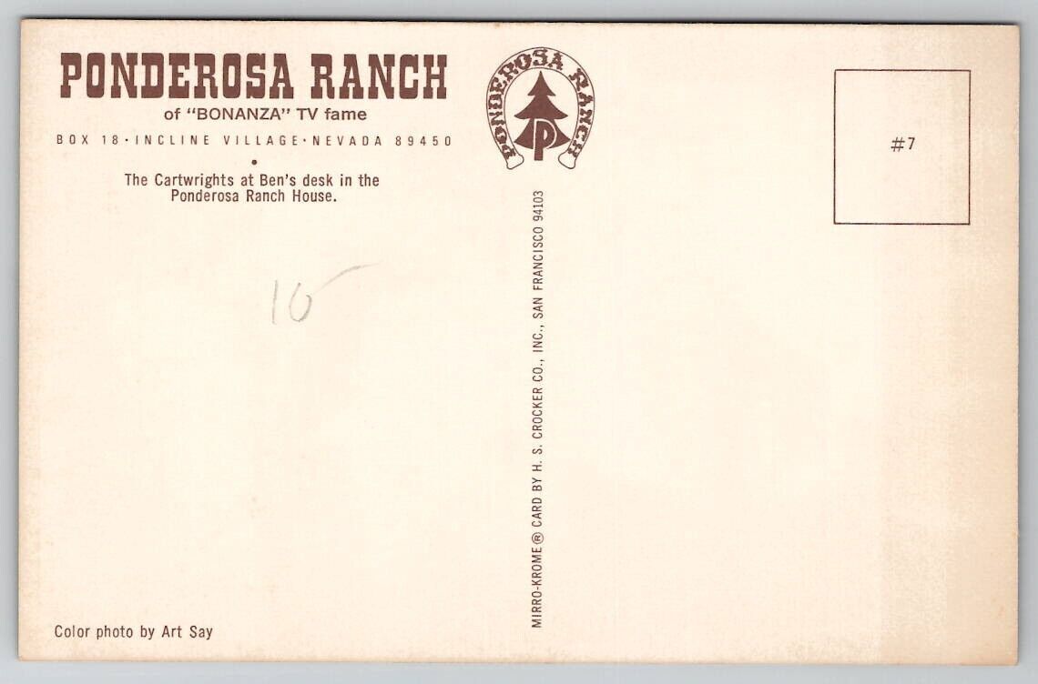 Bonanza TV Show Cartwright's At Ben's Desk Ponderosa Ranch House ...