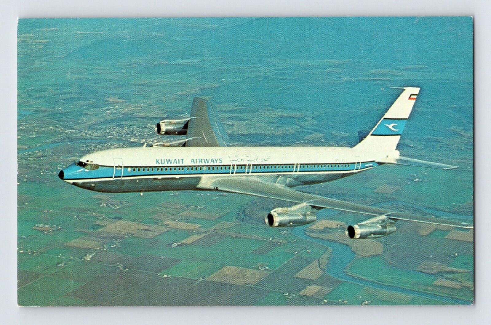 Postcard Kuwait Airlines Airplane Boeing 707-320 1980s Unposted Chrome ...