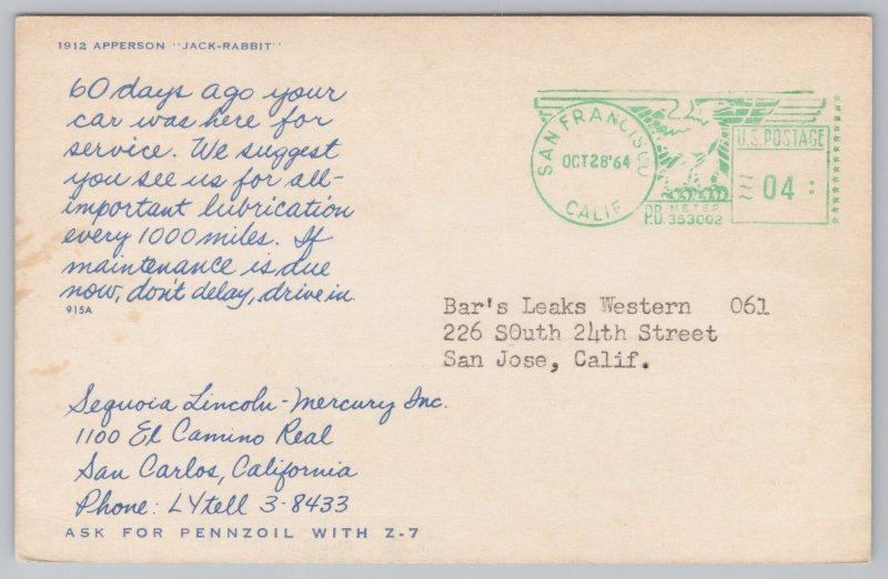 Transportation~1912 Apperson "Jack Rabbit" Classic Car~Hedge Behind~PM ...