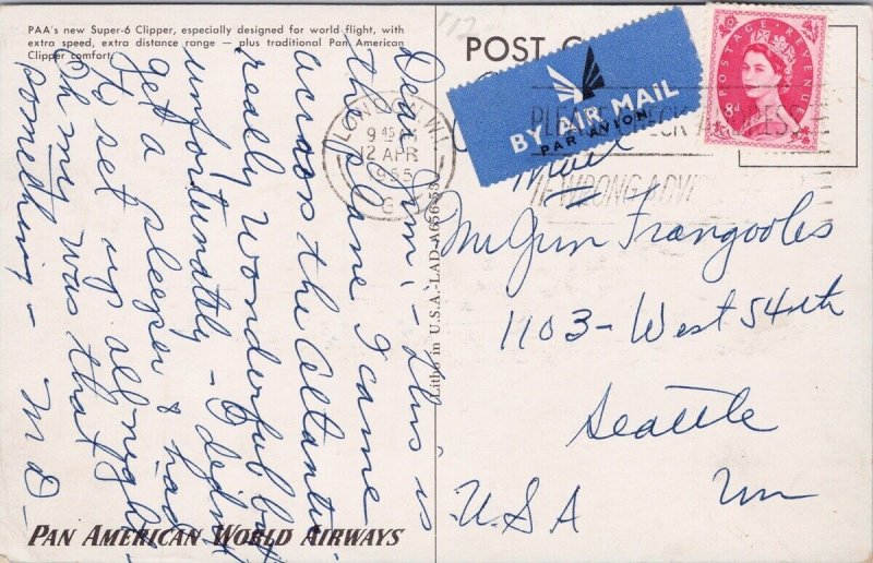 Pan American World Airways Super 6 Clipper Aviation Airplane Advert ...