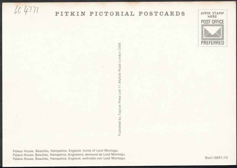 Hampshire Postcard - Palace House, Beaulieu, Home of Lord Montagu ...