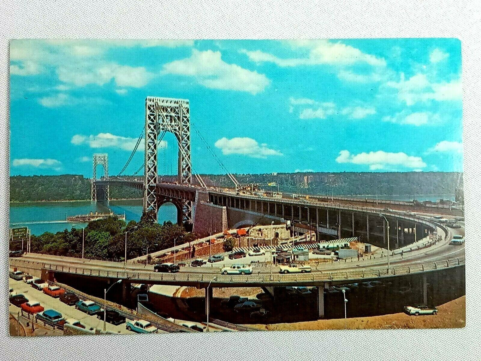 Vintage Postcard George Washington Bridge Spans between NJ and New York ...