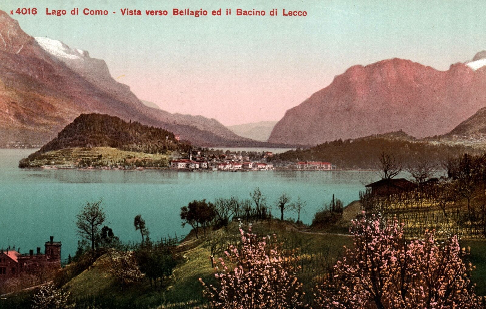 Vintage Postcard Wide Vista View of Lake Como Italy Surrounding Country ...