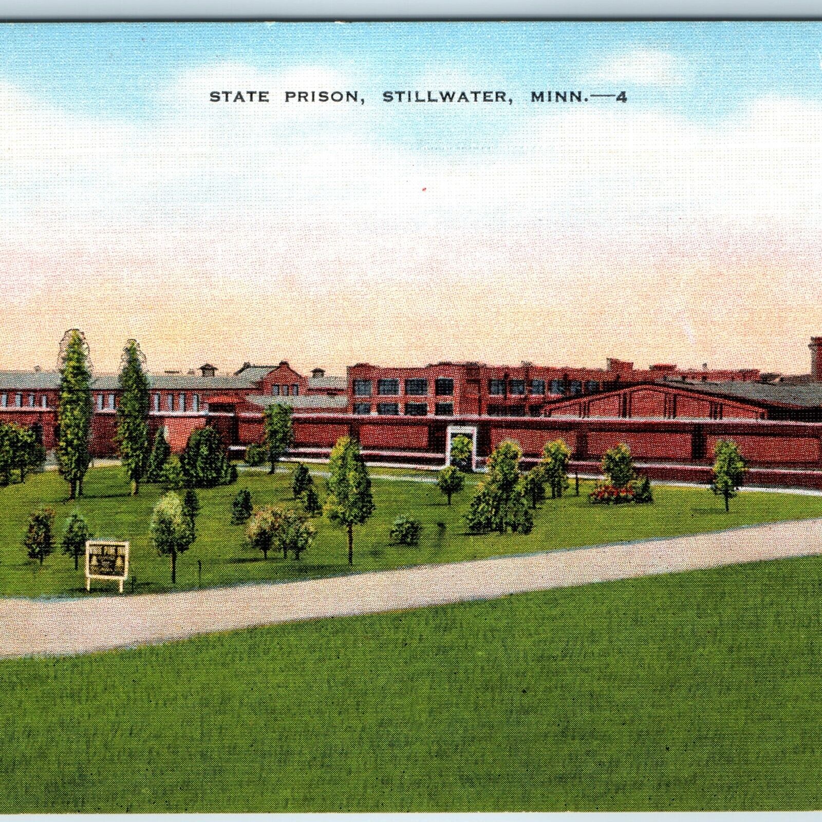 c1940s Stillwater, NC State Prison Birds Eye Jail Yard Fence EC Kropp ...