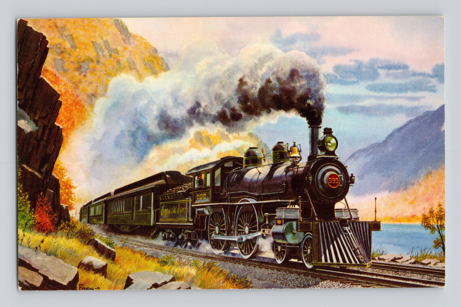 Postcard Railroad Train New York Central Steam Engine Speed King 1960s ...