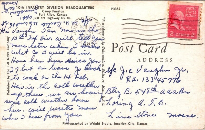 Vtg Fort Riley Kansas 10th Infantry Division Headquarters Camp Funston ...