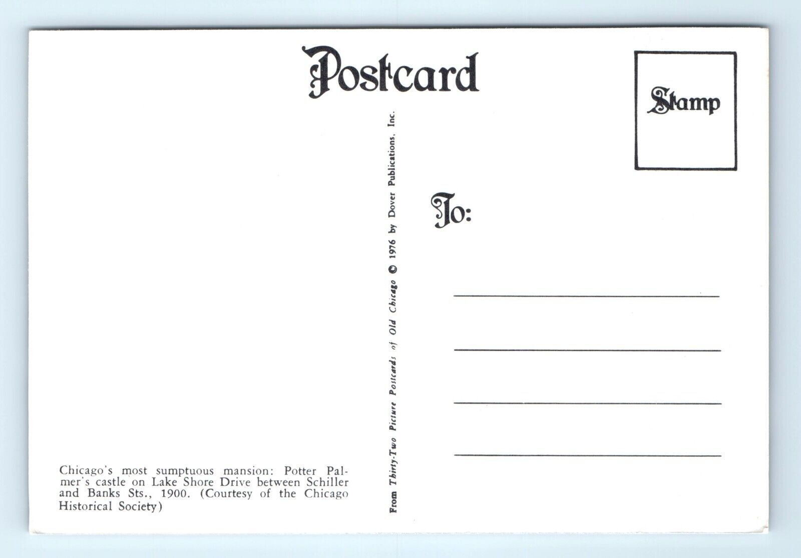 1900 Mansion Potter Palmer Castle Lake Shore Dr Chicago IL Postcard ...