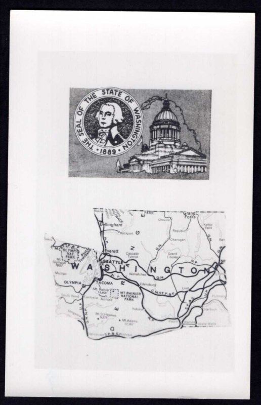 MAP State of Washington The Seal Of The State 1889 Kodak Paper stamp ...