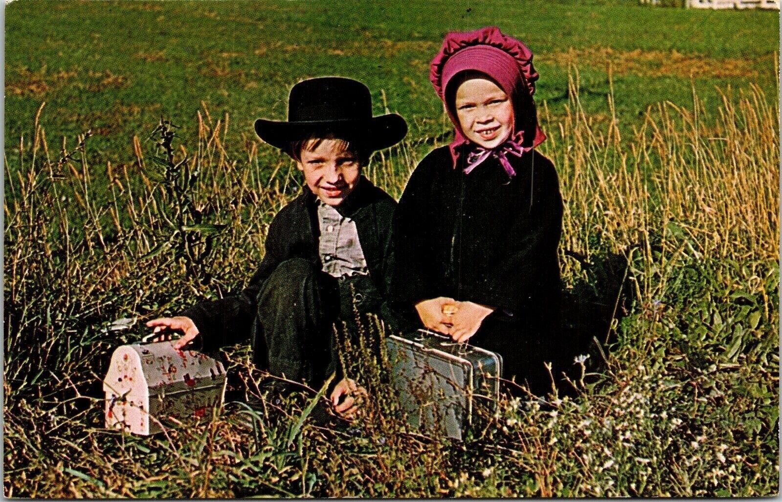 Pennsylvania Dutch Country Amish Boy Girl Robert Frey Postcard | United ...