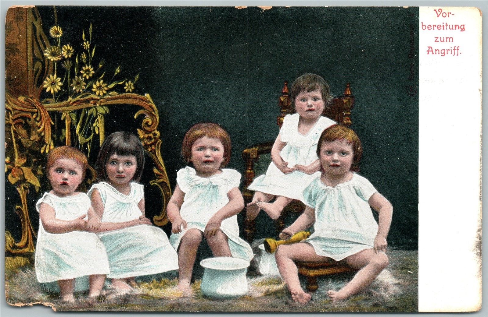 Multiple Babies Girls Group Antique Undivided Postcard | Topics ...