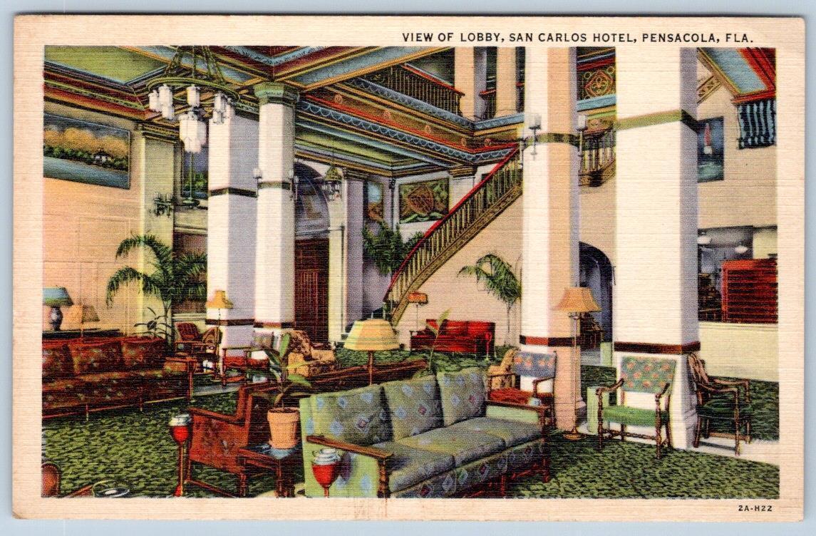 1920'S Pensacola Florida SAN Carlos Hotel Interior View of Lobby 500 ...