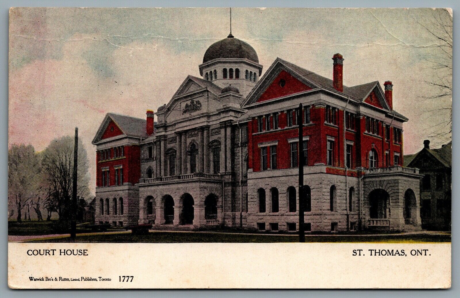 Postcard St. Thomas Ontario c1905 Court House Elgin County Courthouse ...