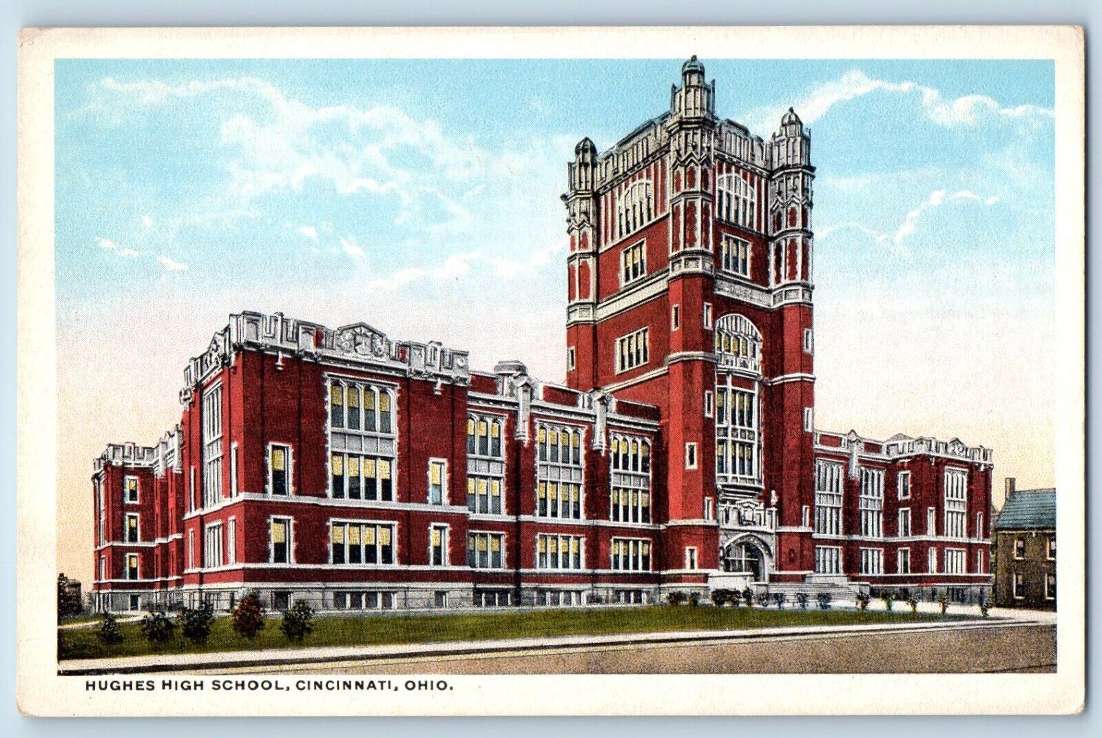Cincinnati Ohio Postcard Hughes High School Building Exterior View 1920 ...