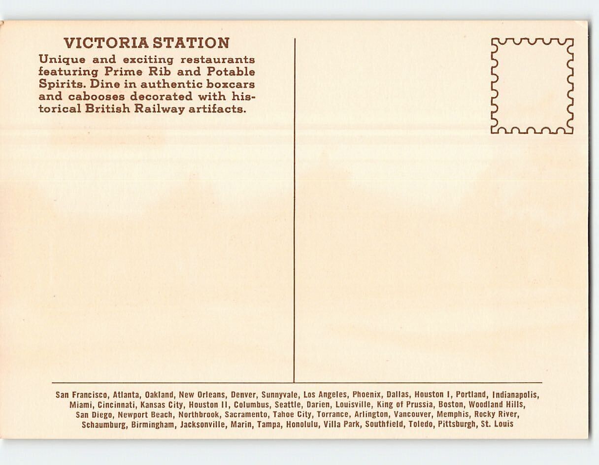 Postcard Victoria Station, Purveyor Of Prime Rib & Portable Spirits ...