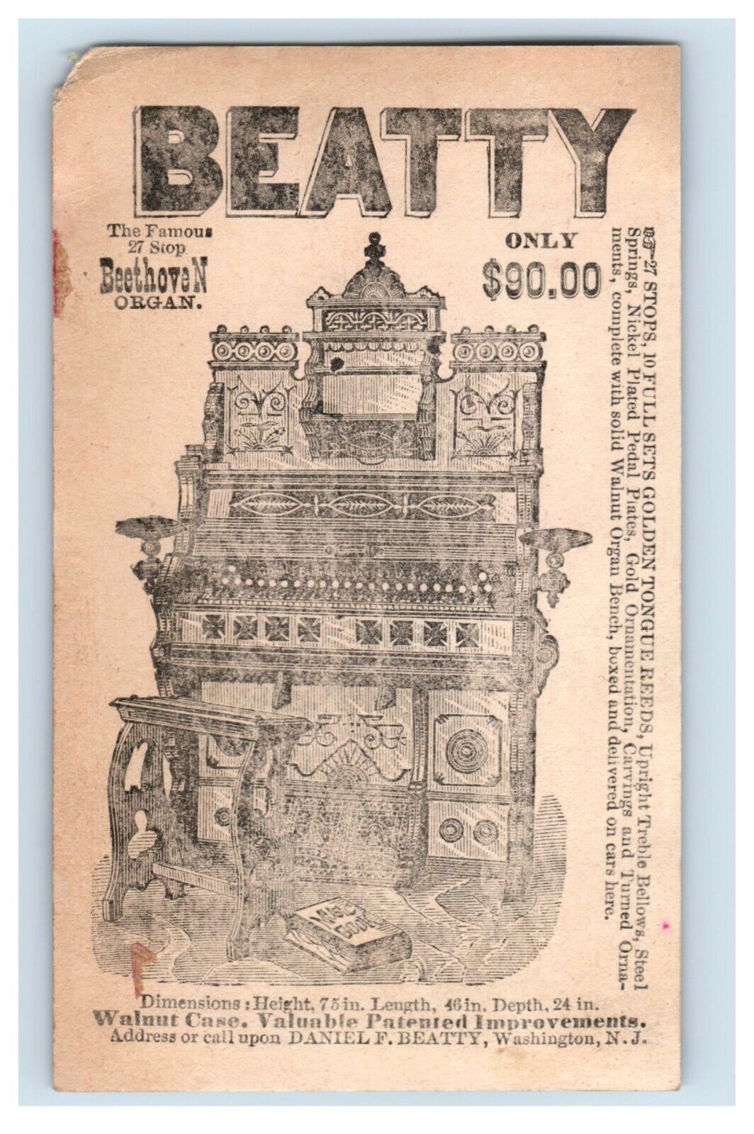 1880s Beatty Beethoven Organs Set Of 4 Fab! P126 | Ephemera - Chromo ...