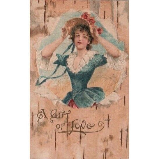 Valentine Victorian Era Postcard Posted 1906 Embossed A Gift Of Love ...