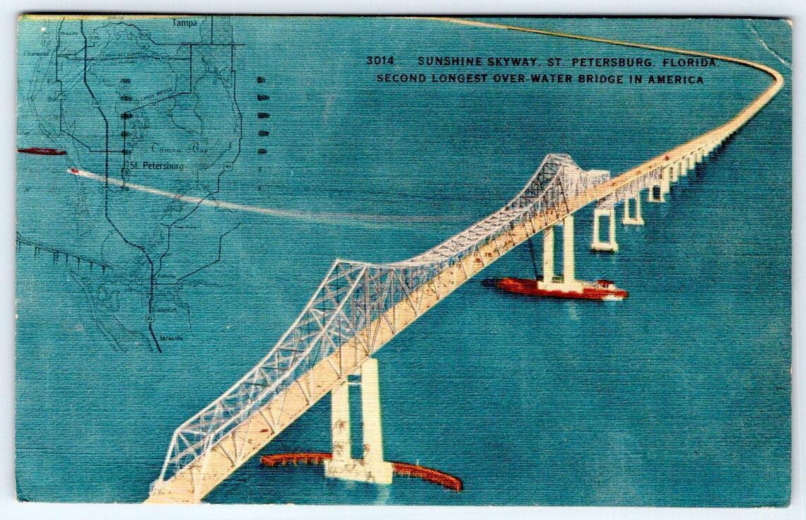 1955 Sunshine Skyway Bridge 2nd Longest Over Water in America Area MAP ...