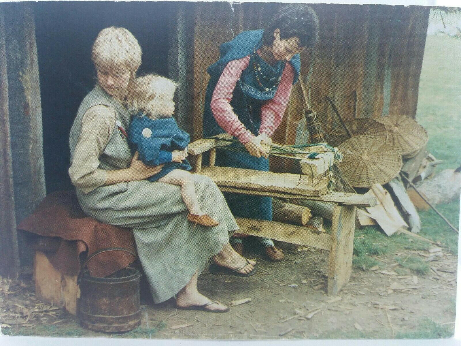 Vintage Postcard West Stow Anglo Saxon Village Women Making Braid ...